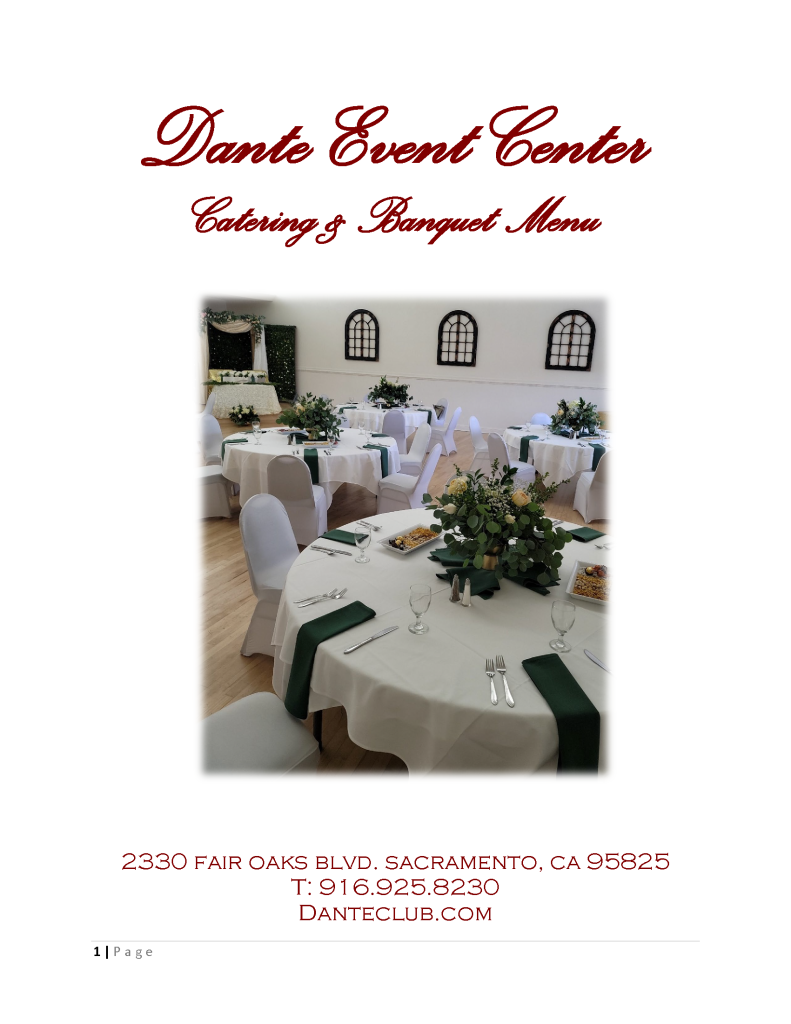 Menus – Dante Event Center