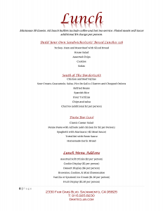 Menus – Dante Event Center