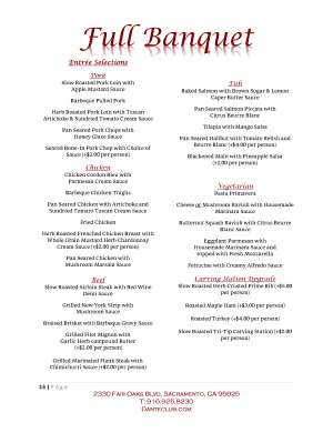 Menus – Dante Event Center