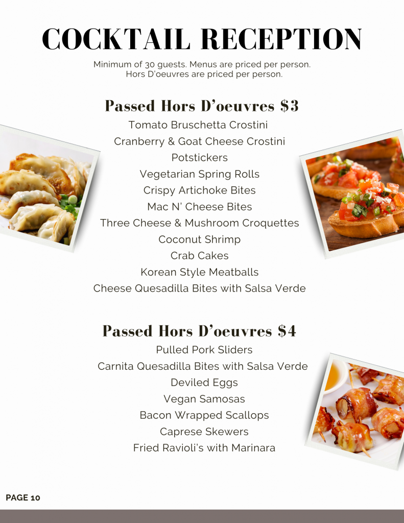 Menus – Dante Event Center