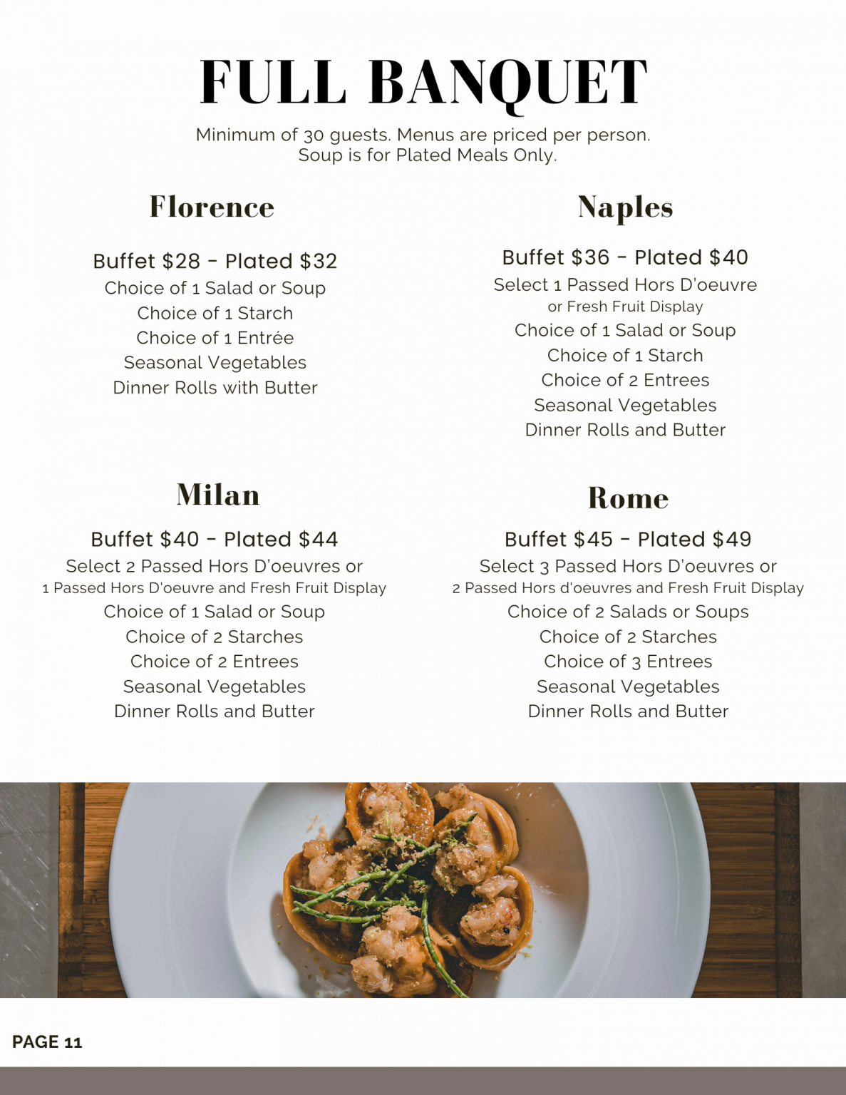 Menus – Dante Event Center