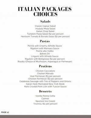 Menus – Dante Event Center
