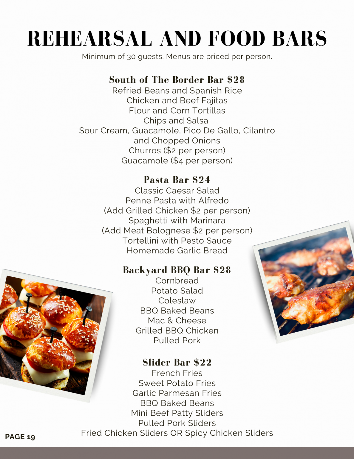 Menus – Dante Event Center